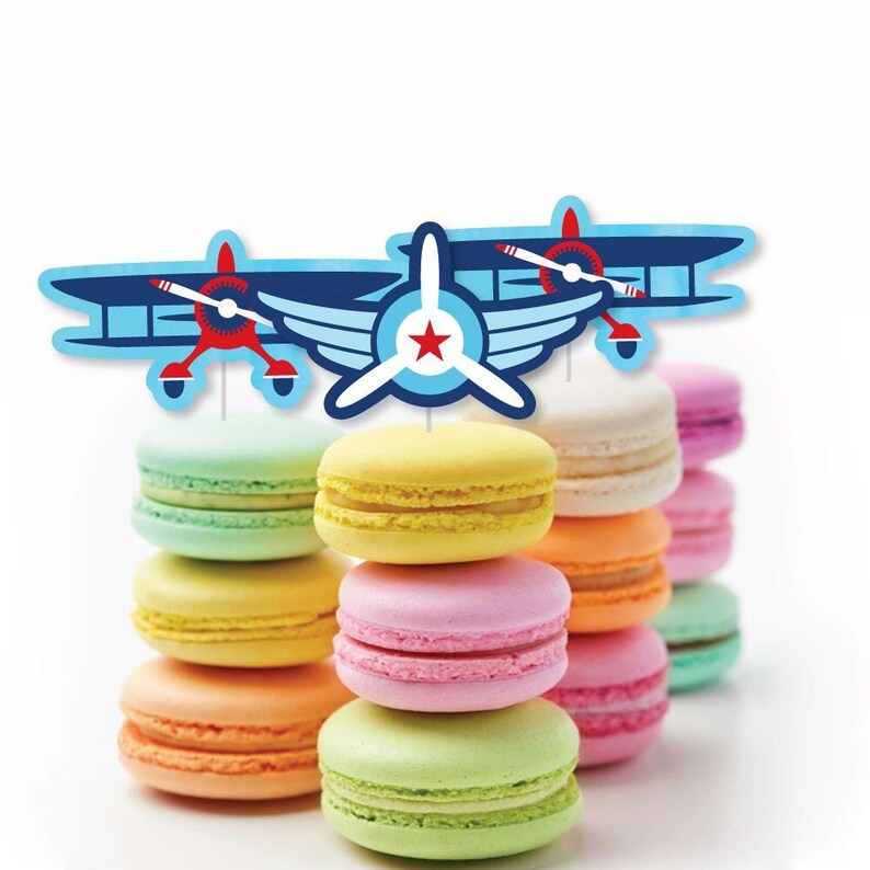 Taking Flight - Airplane - Dessert Cupcake Toppers -vintage Plane ...
