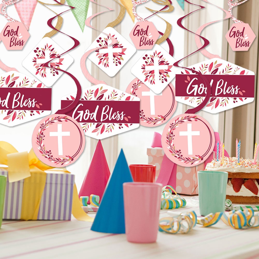 Pink Elegant Cross Girl Religious Party Hanging Decor - Etsy.de