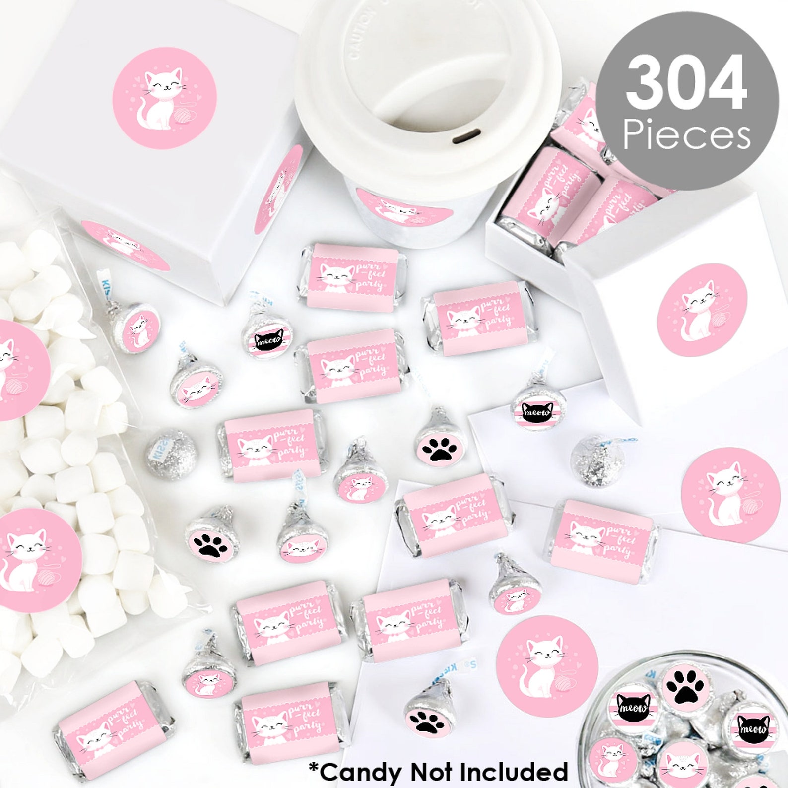 Purr-fect Kitty Cat Mini Candy Bar Wrappers Round Candy - Etsy