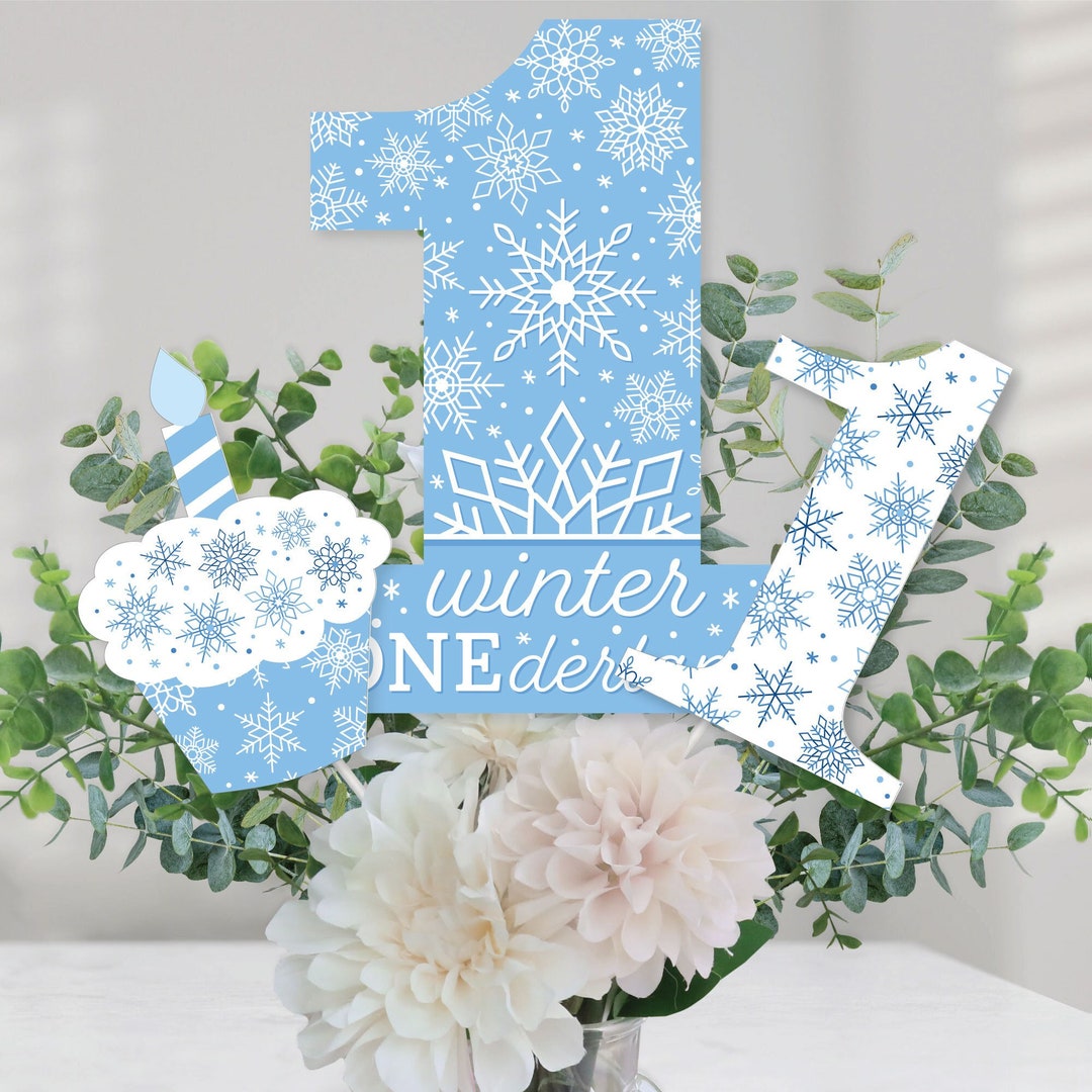 Blue Snowflakes 1st Birthday - Boy Winter Onederland Party Centerpiece ...