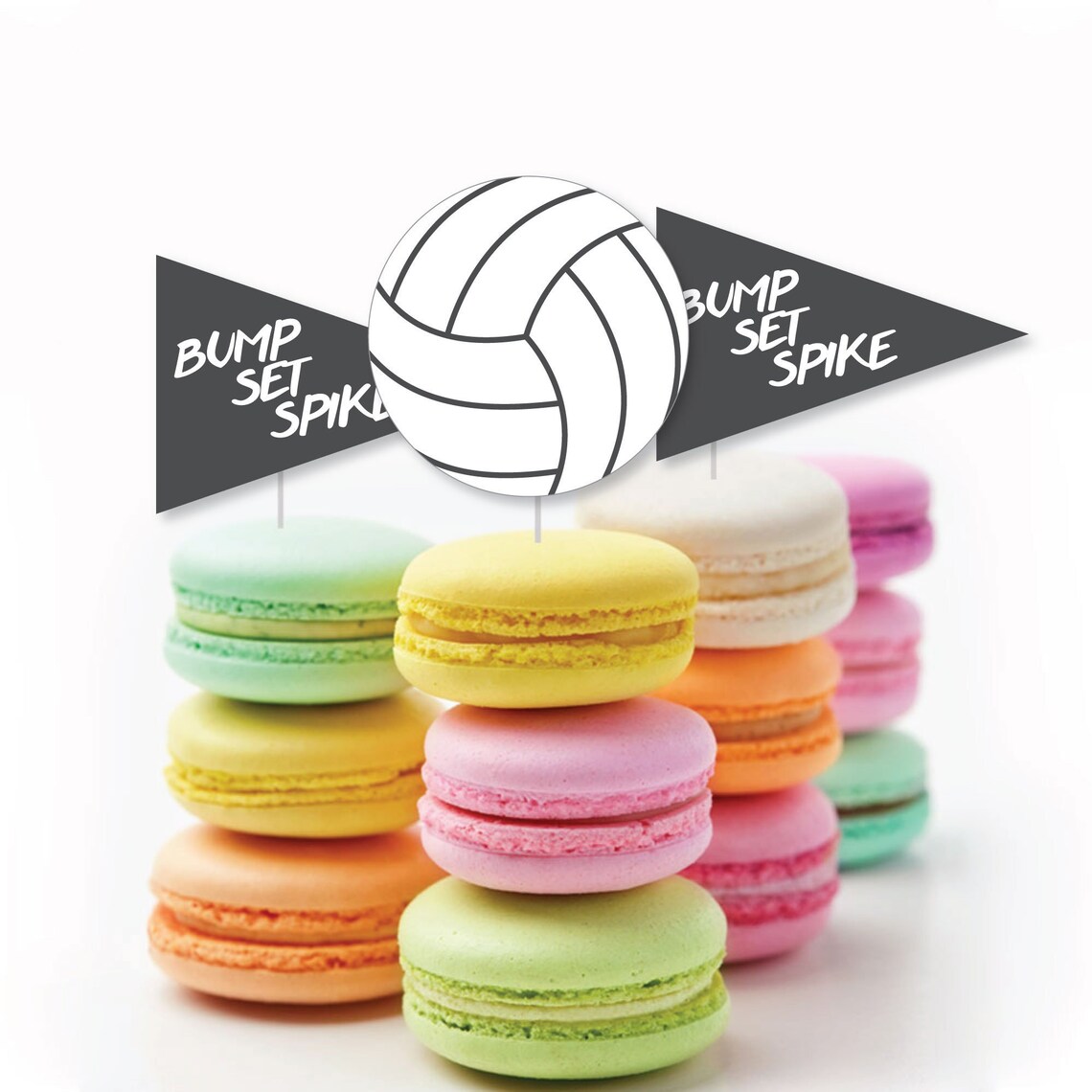 Bump, Set, Spike - Volleyball - Dessert Cupcake Toppers - Volleyball ...