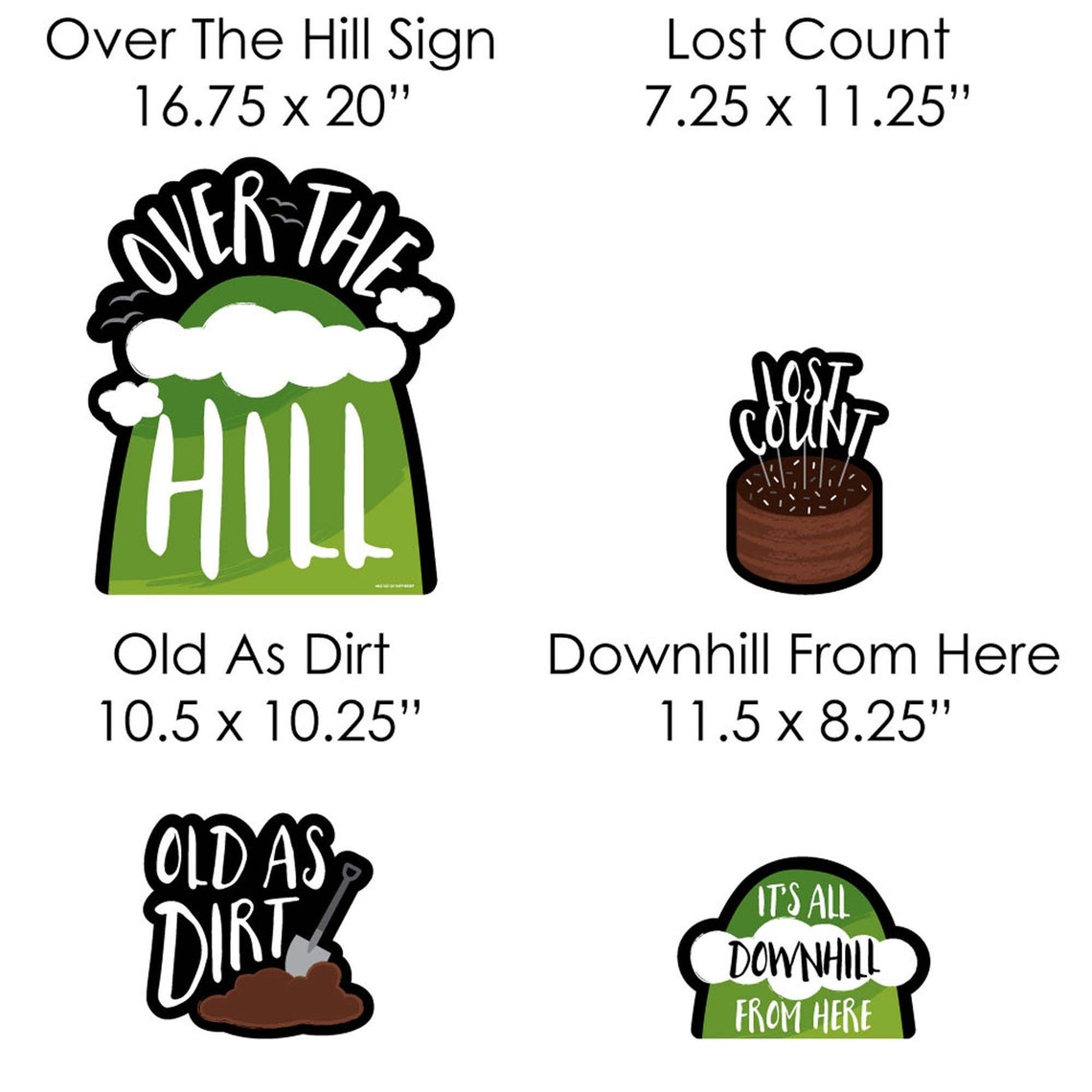 Over the Hill Birthday - Yard Sign and Outdoor Shaped Lawn Decorations ...