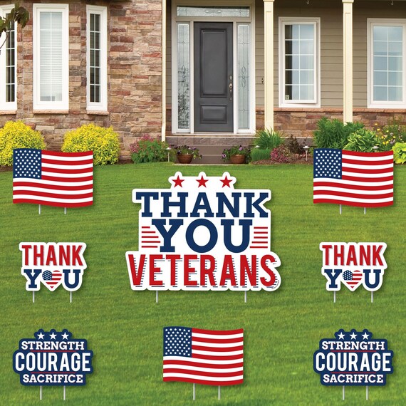 Thank You Veterans - Yard Sign and Outdoor Lawn Decorations - Support ...
