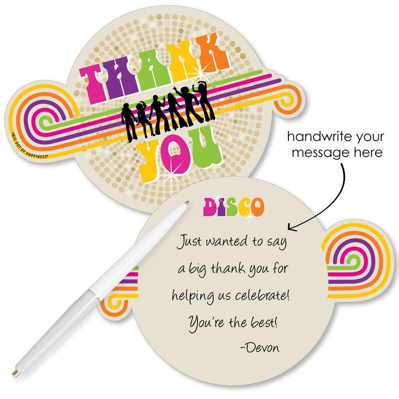 70's Disco - Shaped Thank You Cards - 1970s Disco Fever Party Thank You ...