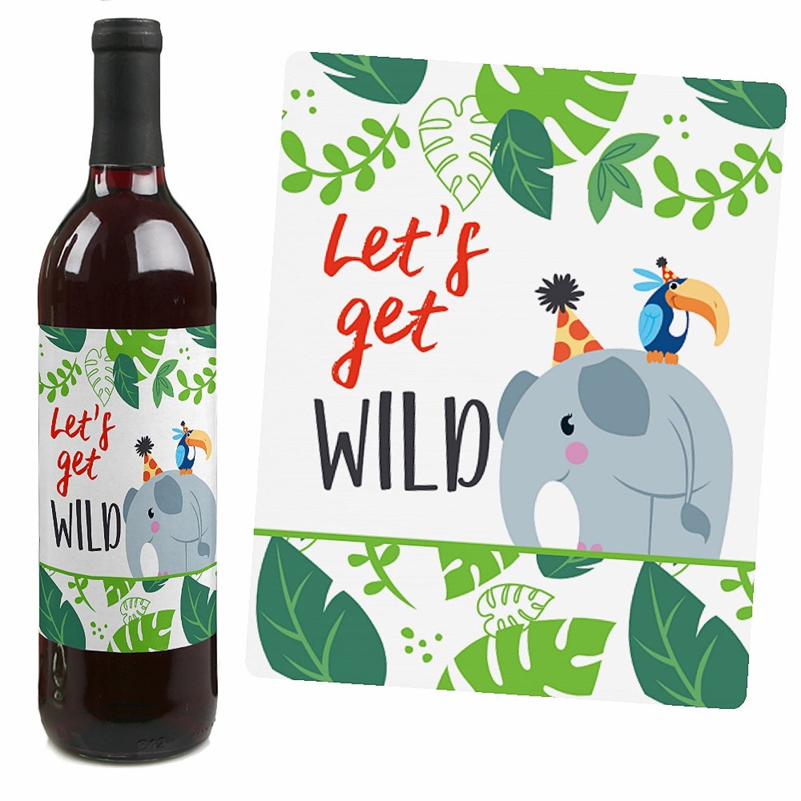 Jungle Party Animals Wine Bottle Labels Safari Zoo Animal | Etsy