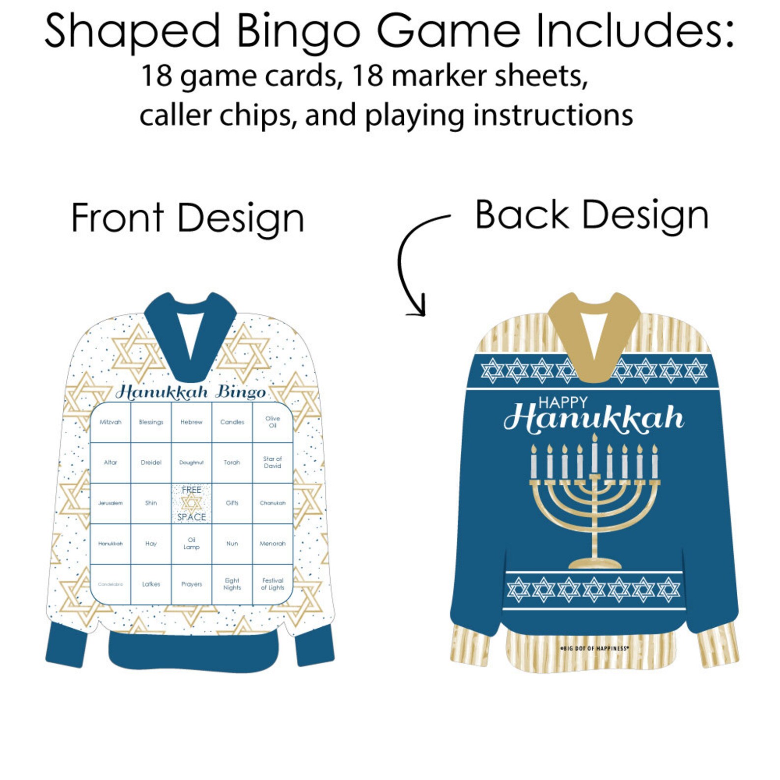 Happy Hanukkah Bingo Cards and Markers Chanukah Shaped | Etsy