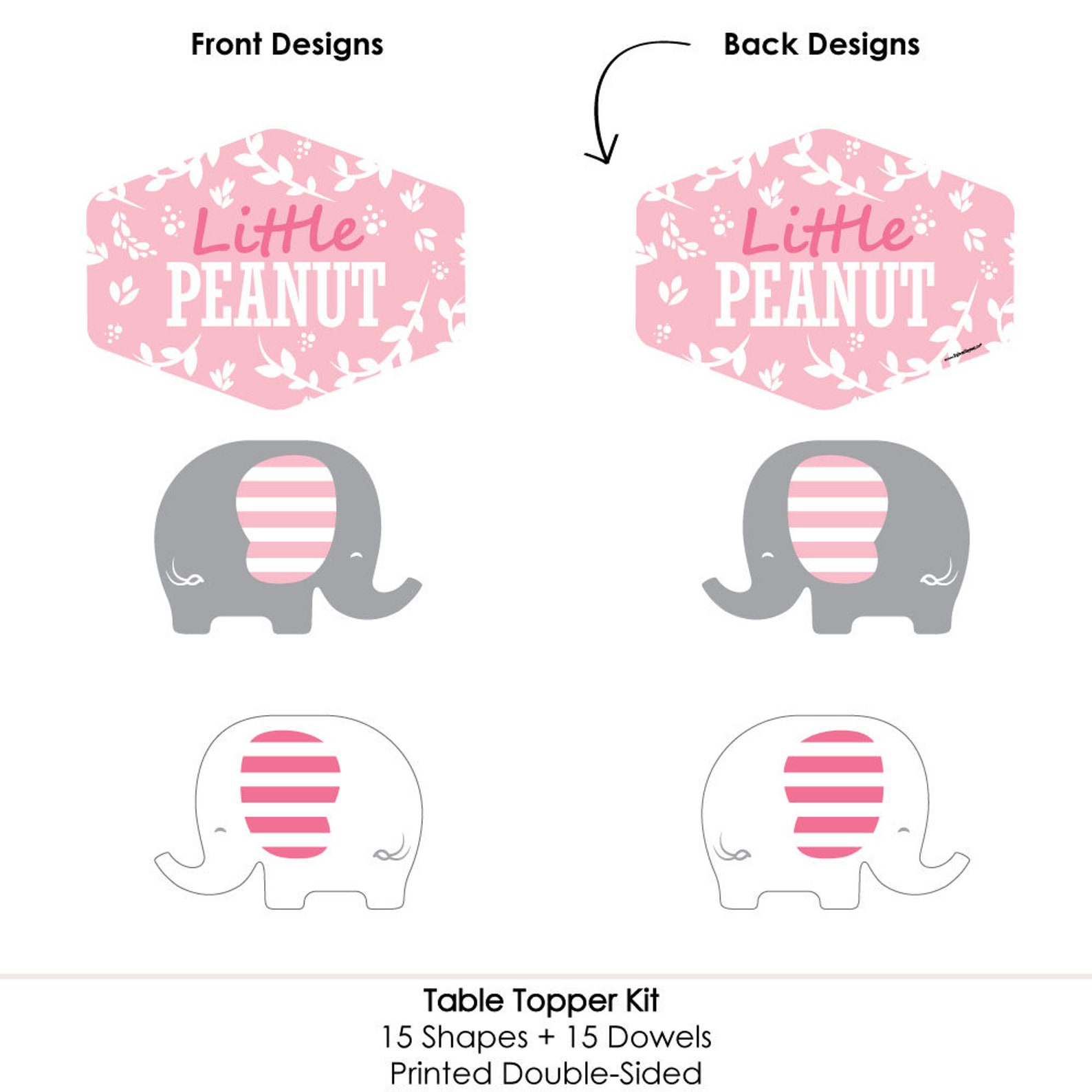 Pink Elephant Centerpiece Sticks Girl Baby Shower Table | Etsy