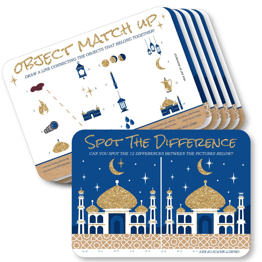 Ramadan - 2-in-1 Eid Mubarak Party Cards - Activity Duo Games - Set of ...
