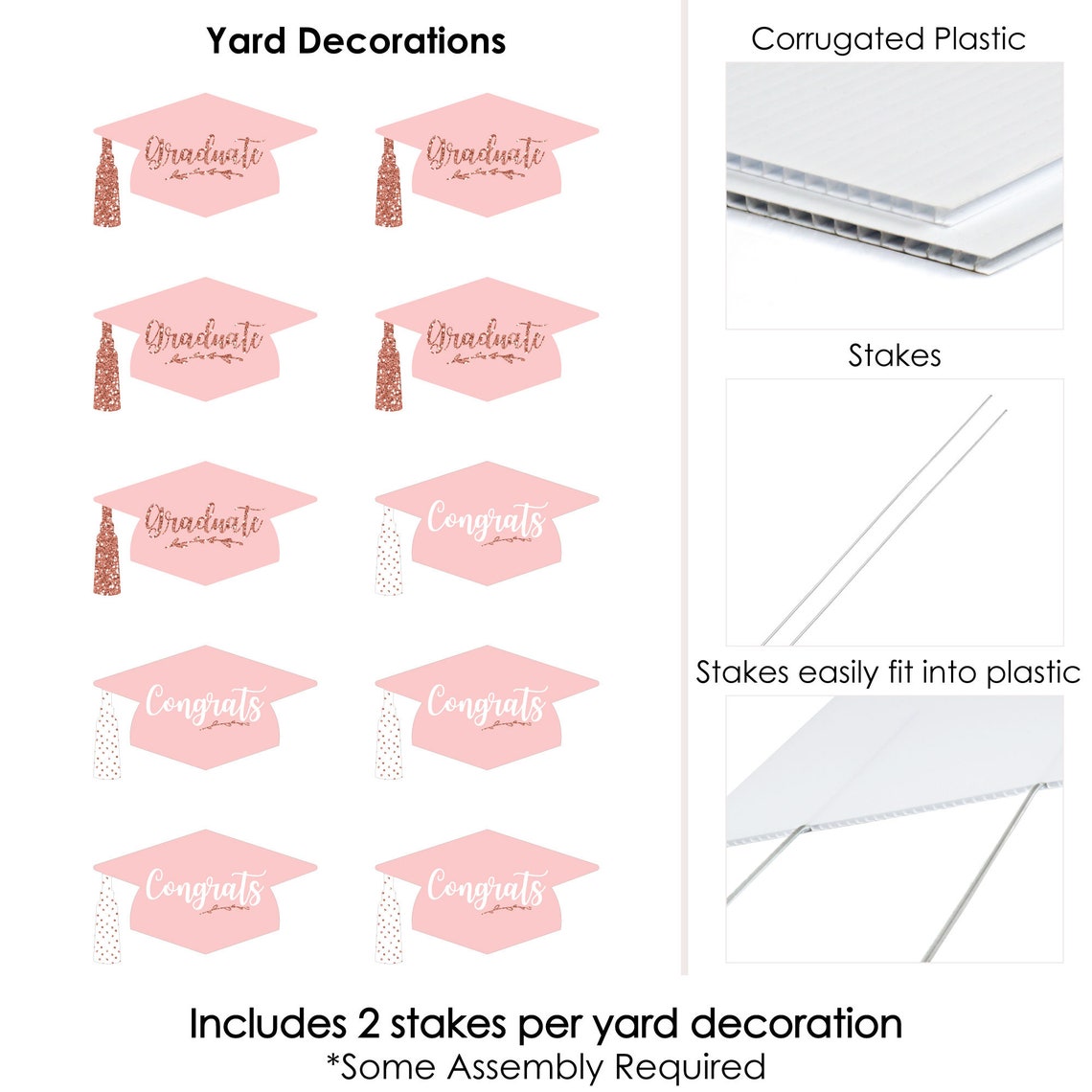 Rose Gold Grad - Grad Cap Lawn Decorations - Outdoor Graduation Party ...