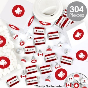 Canada Day - Mini Candy Bar Wrappers, Round Candy Stickers & Circle ...