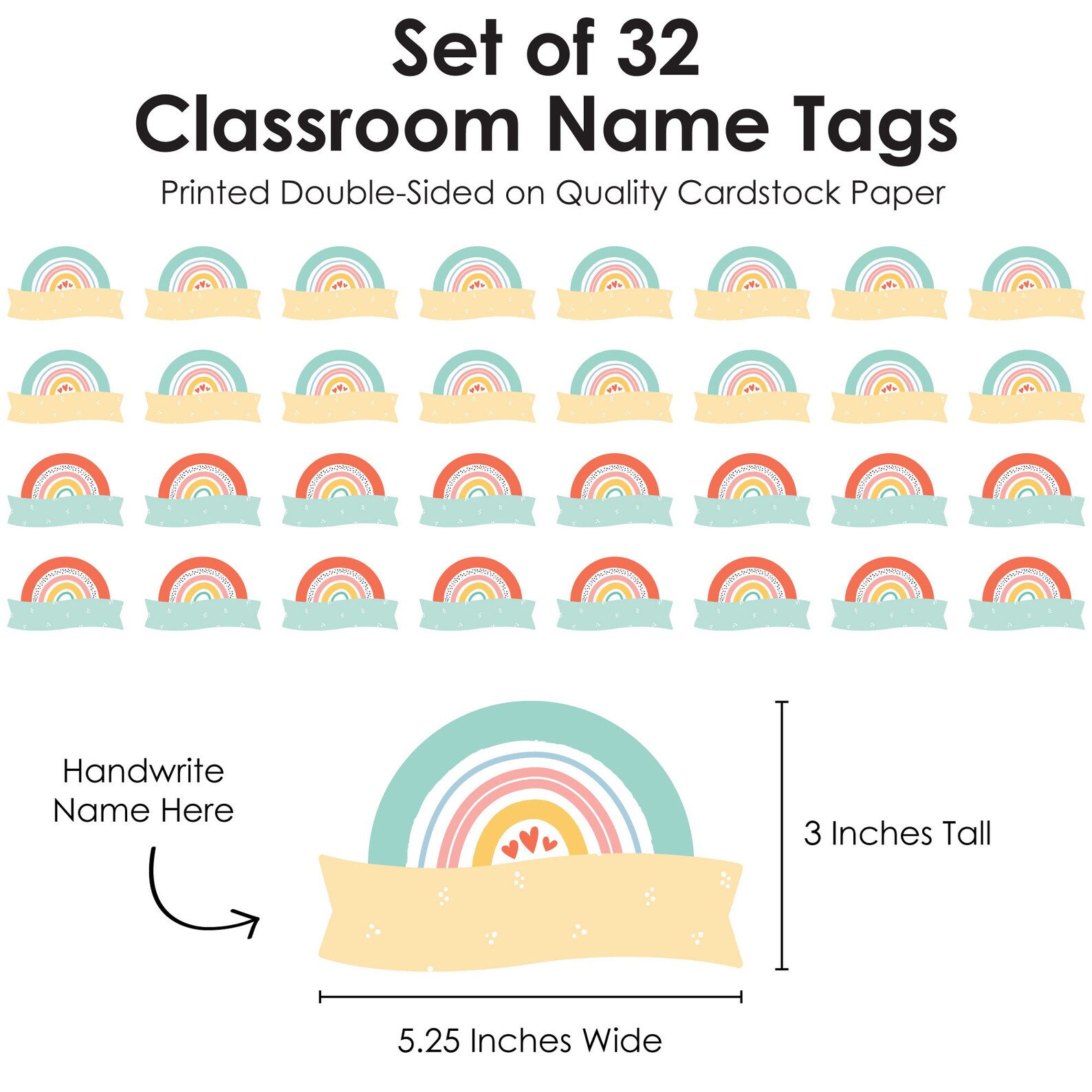 Pastel Boho Rainbow - DIY Blank Paper Desk or Locker Labels - Classroom ...