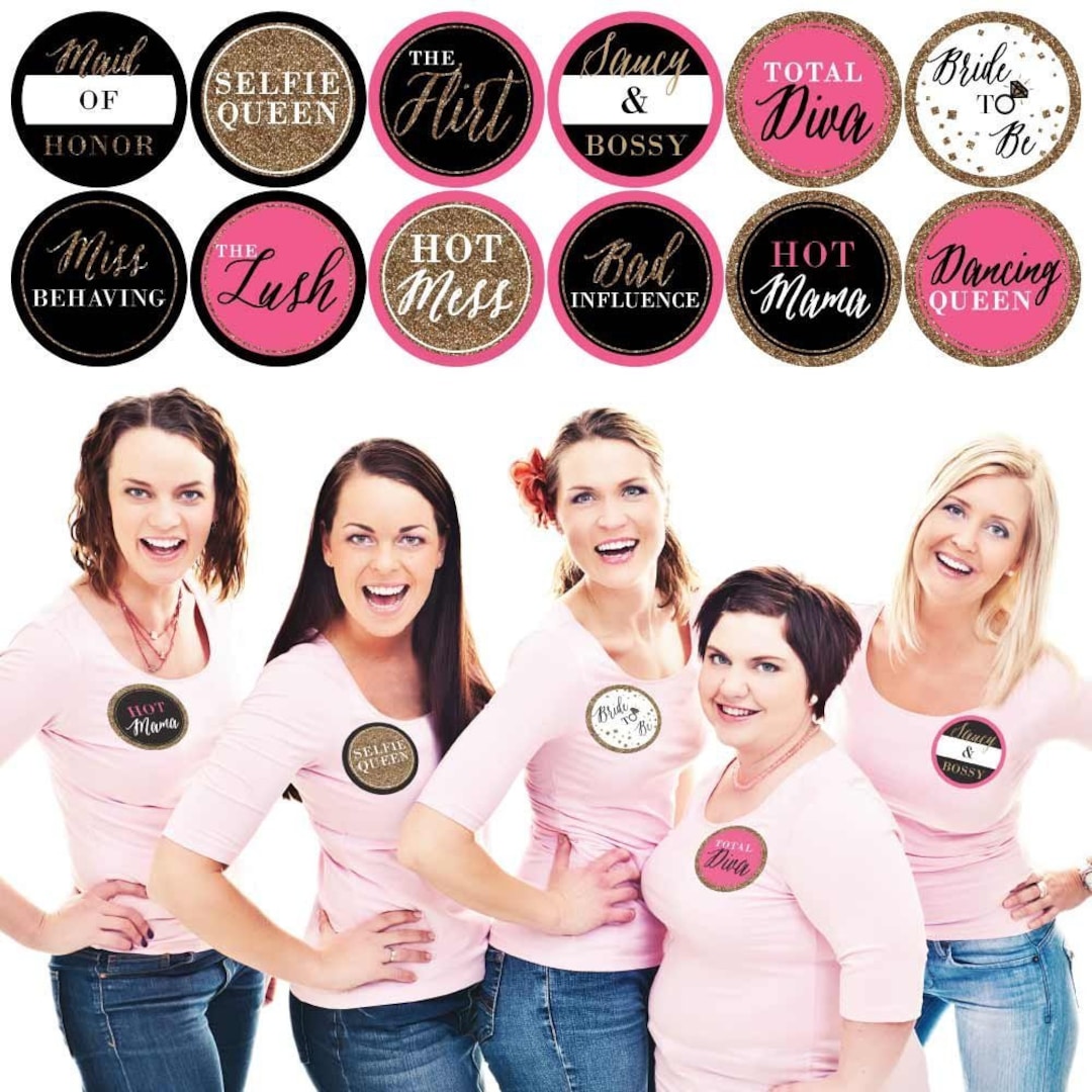 Girls Night Out - Bachelorette Party Name Tags - Party Badges Sticker ...