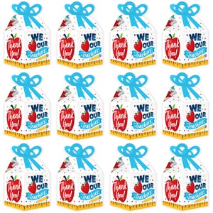 Thank You Teachers - Square Favor Gift Boxes - Teacher Appreciation Bow ...