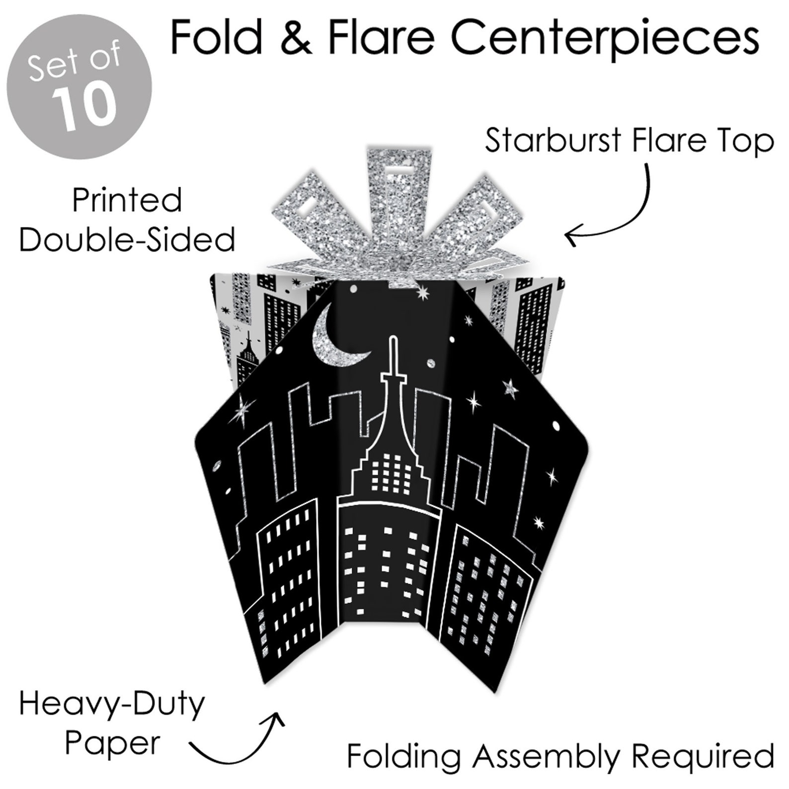 Nighttime City Skyline - Table Decorations - New York Party Fold and ...