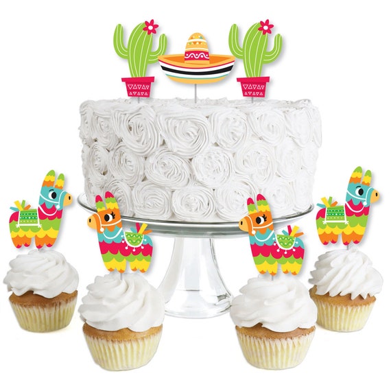 Pinata Party - Dessert Cupcake Toppers - Colorful Fiesta Clear Treat ...