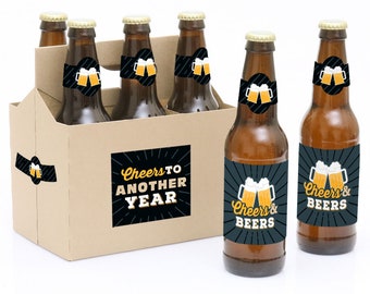 Personalized Glossy Cheers & Beers Theme Birthday Party Favor Labels ...
