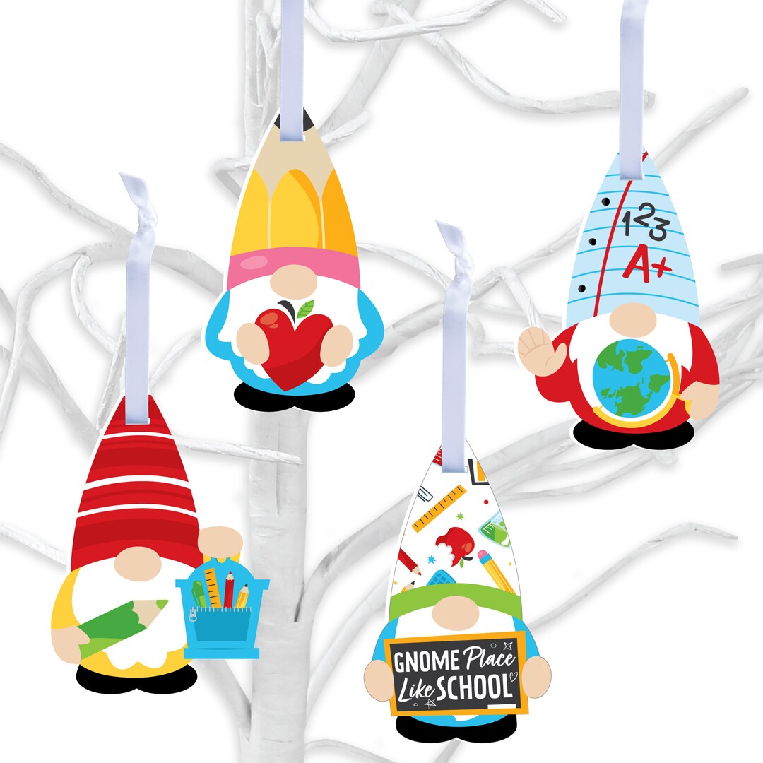 School Gnomes - Teacher and Classroom Decorations - Tree Ornaments ...