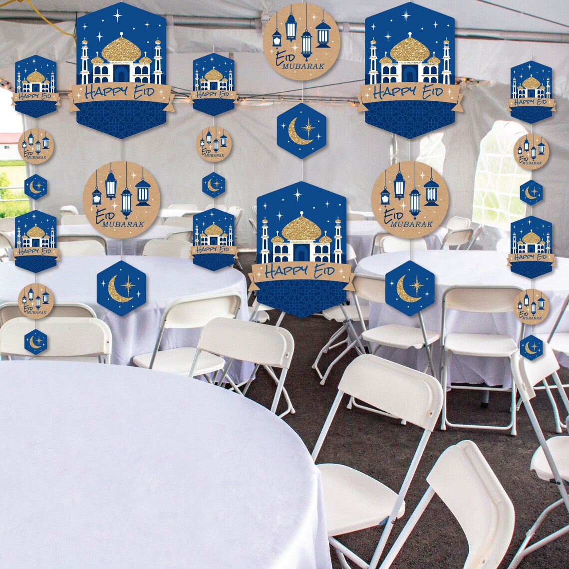 Ramadan - Eid Mubarak Party DIY Dangler Backdrop - Hanging Vertical ...