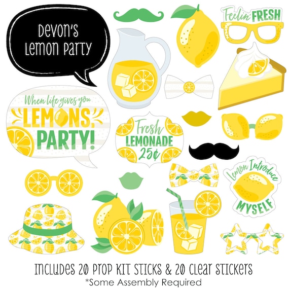 So Fresh - Lemon - Photo Booth Props - Citrus Lemonade Party Photo ...