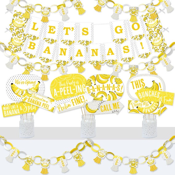Let’s Go Bananas - Banner and Photo Booth Decorations - Tropical Party ...
