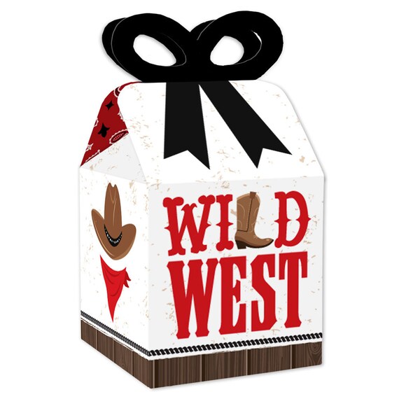 Western Hoedown - Square Favor Gift Boxes - Wild West Cowboy Party Bow ...