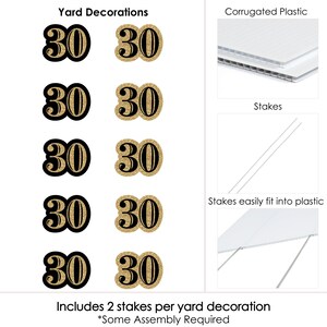 Adult 30th Birthday - Gold Lawn Decorations - Outdoor Birthday Party ...