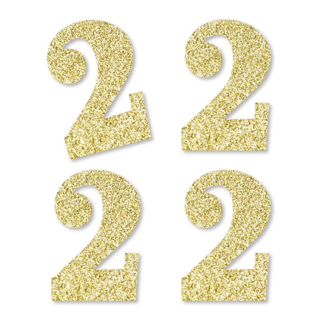 Gold Glitter 2 No-mess Real Gold Glitter Cut-out Numbers 2nd Birthday ...
