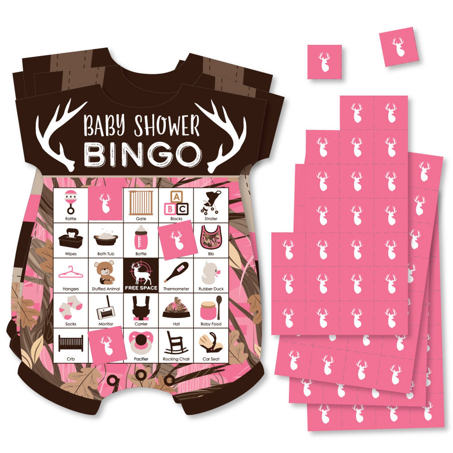 Gone Hunting - Picture Bingo Cards and Markers - Deer Hunting Camo Baby ...