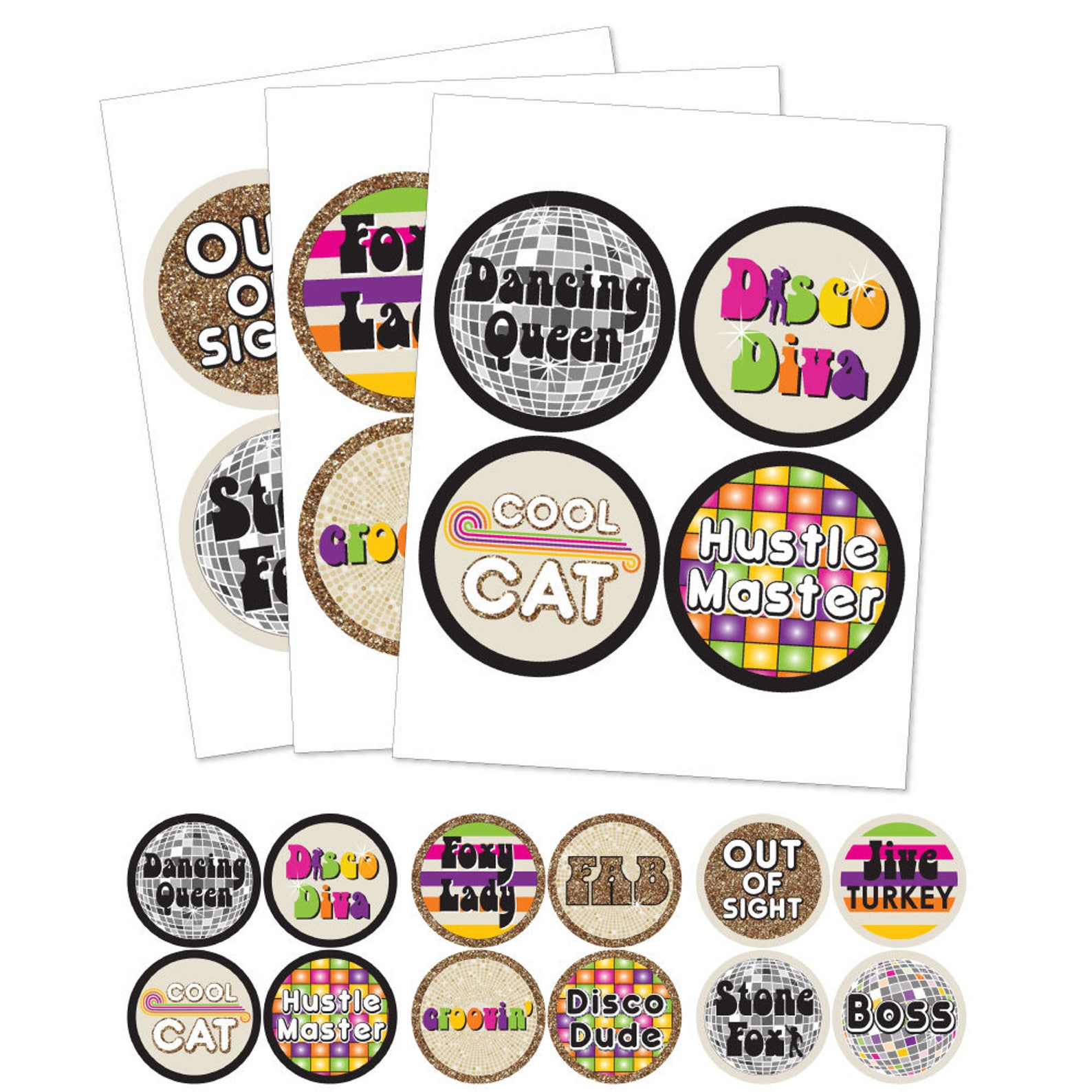 70's Disco Party Name Badges Set of 12 1970s Disco Fever - Etsy