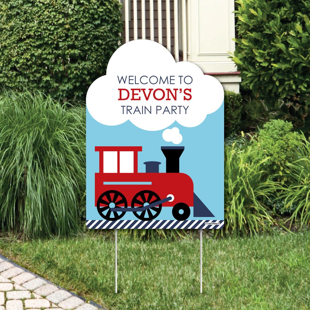 Railroad Party Crossing Welcome Sign Steam Train Birthday | Etsy
