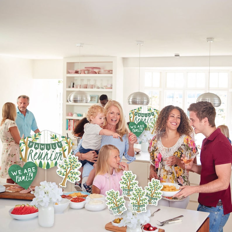 Family Tree Reunion - Family Gathering Party Centerpiece Sticks ...