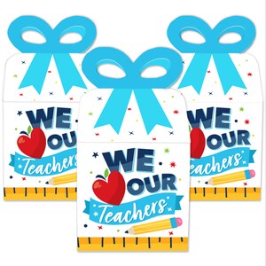 Thank You Teachers - Square Favor Gift Boxes - Teacher Appreciation Bow ...