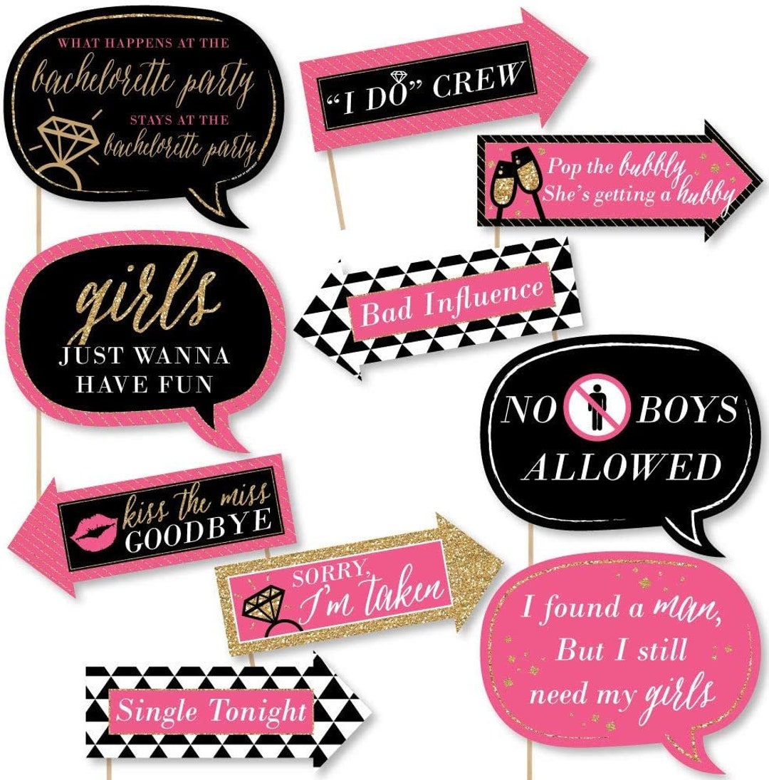 Funny Girls Night Out - Bachelorette Party Photo Booth Props Kit - 10 ...