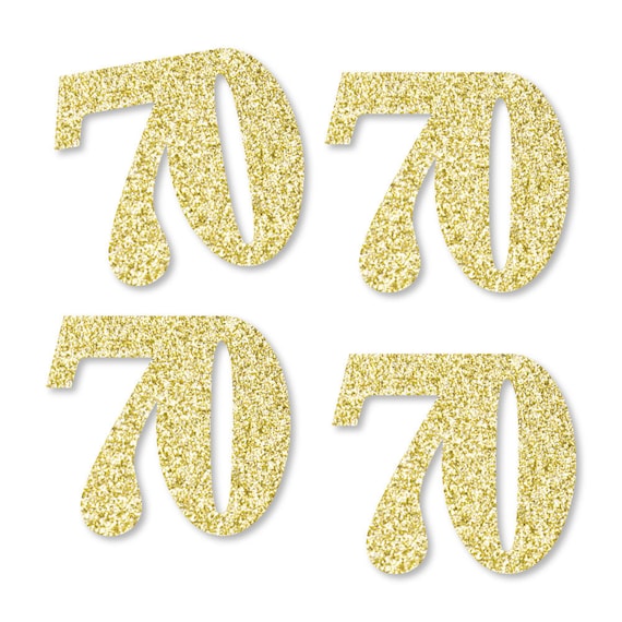 Gold Glitter 70 - No-Mess Real Gold Glitter Cut-Out Numbers - 70th ...