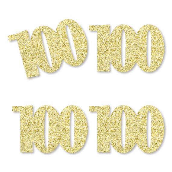 Gold Glitter 100 - No-Mess Real Gold Glitter Cut-Out Numbers - 100th ...