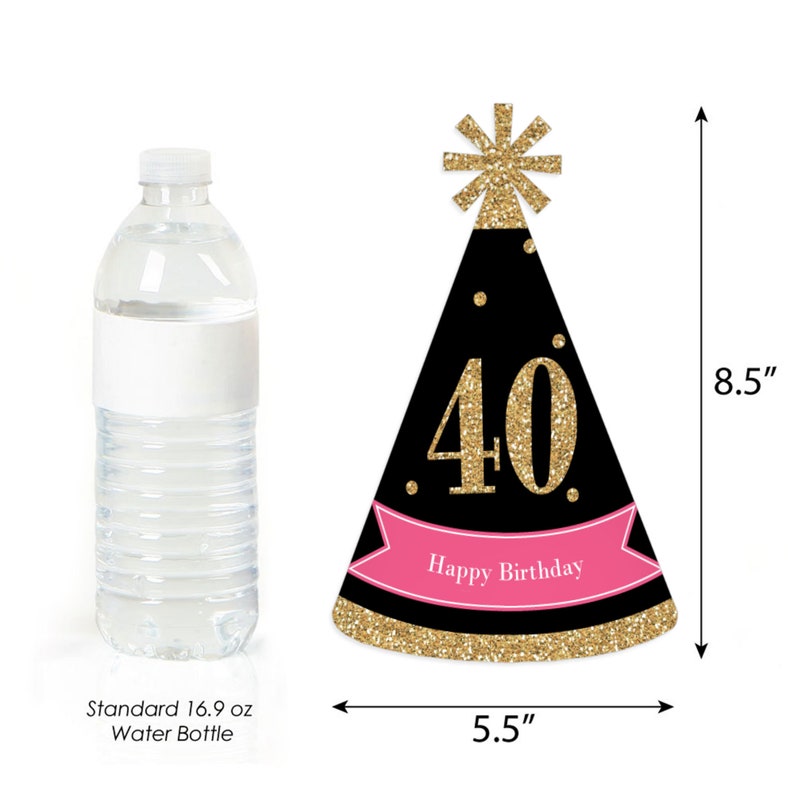 Chic 40th Birthday Cone Happy Birthday Party Hats for Adults - Etsy