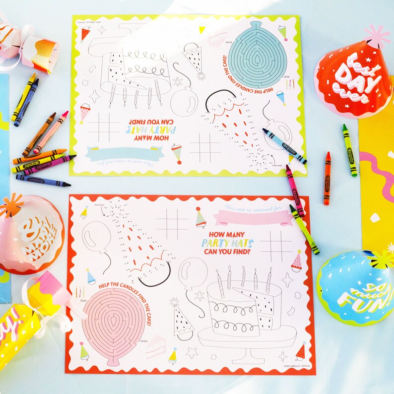 Party Time - Paper Happy Birthday Party Coloring Sheets - Activity ...
