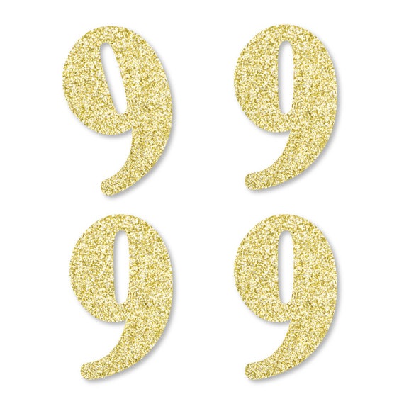Gold Glitter 9 - No-Mess Real Gold Glitter Cut-Out Numbers - 9th ...