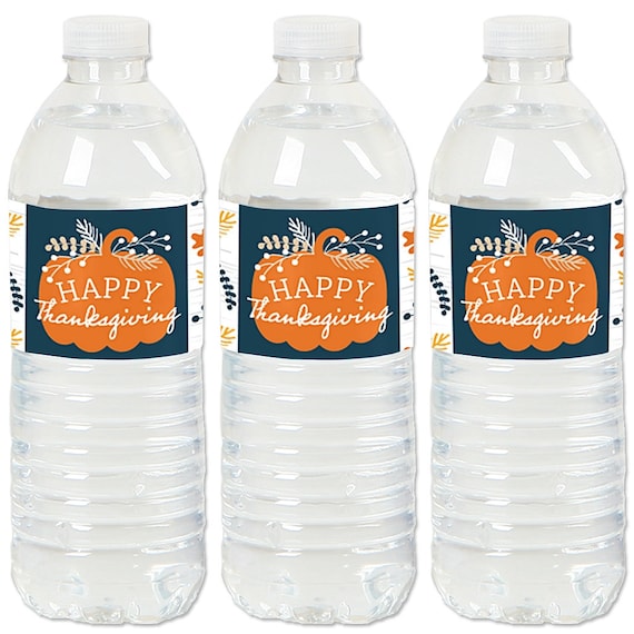 Happy Thanksgiving - Fall Harvest Party Water Bottle Sticker Labels ...