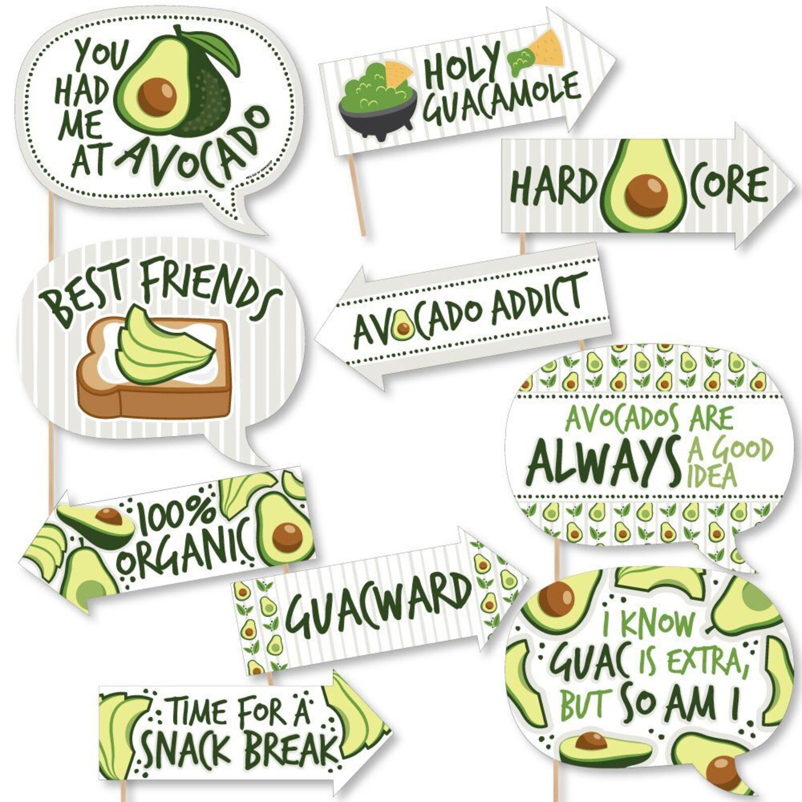 Funny Hello Avocado Fiesta Party Photo Booth Props Kit 10 - Etsy