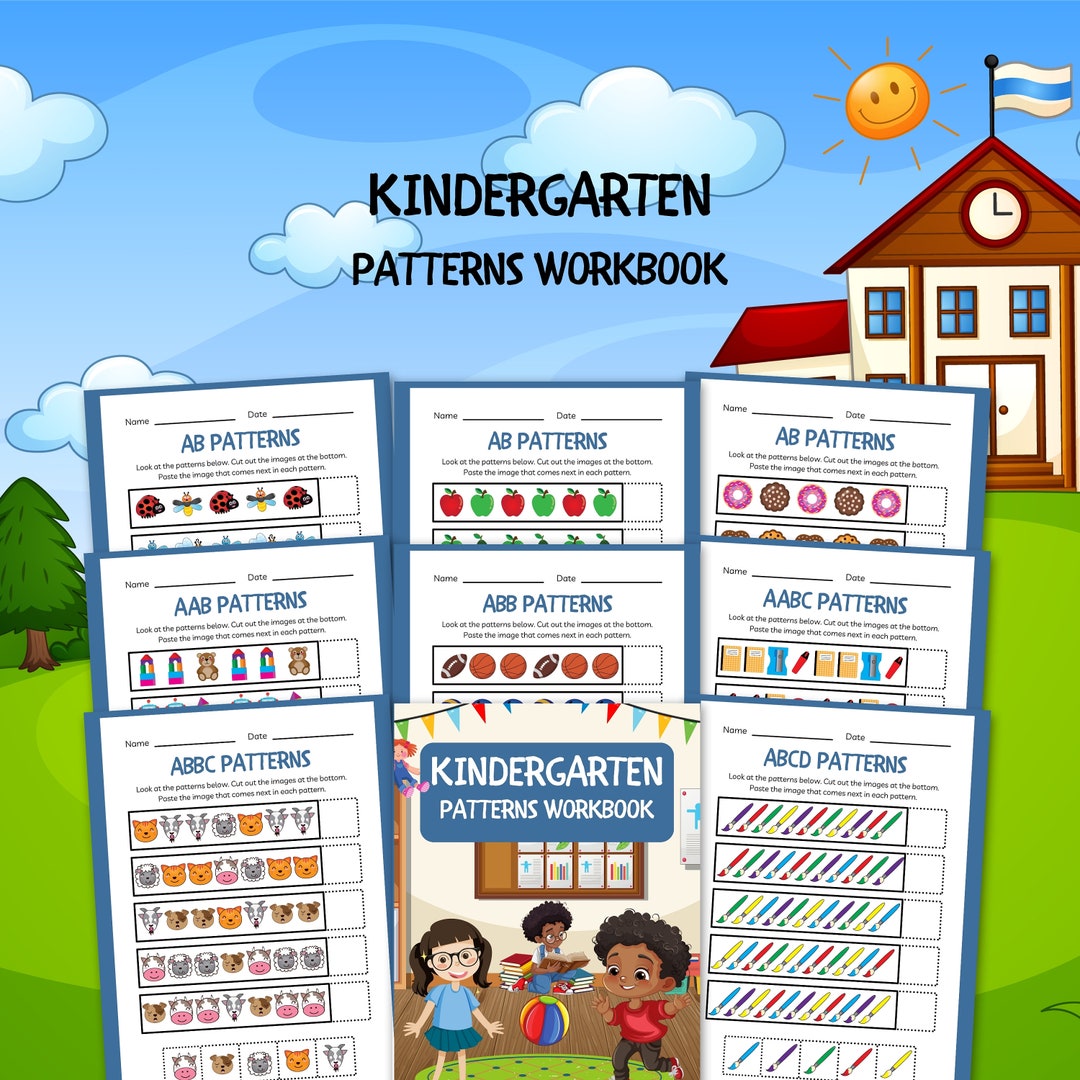 Kindergarten Math Pattern Workbook | Printable Exercises - Etsy