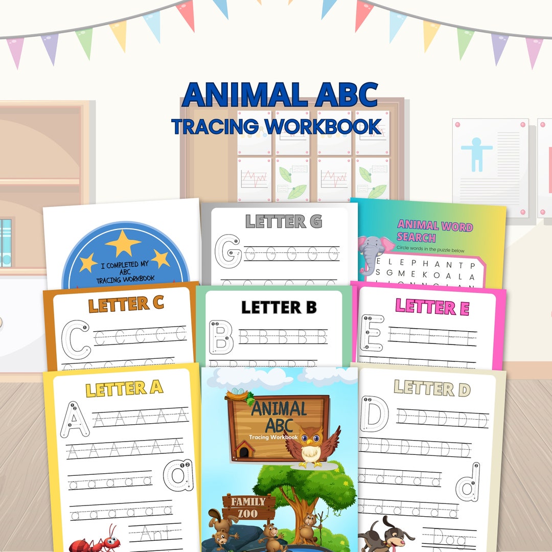 Printable Animal ABC Tracing Workbook | Kids' Animal Wordsearch ...