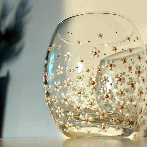 Stemless Gin Glass 500ml Hand Painted Copa Thistle Flowers - Etsy