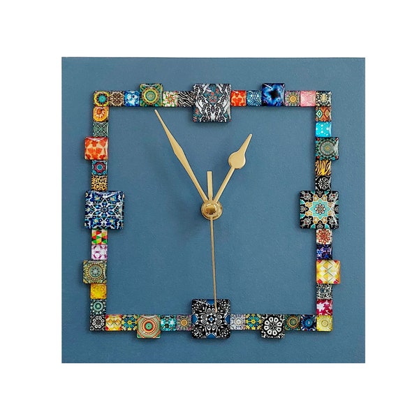 Small Blue Square Wall Clock - Etsy