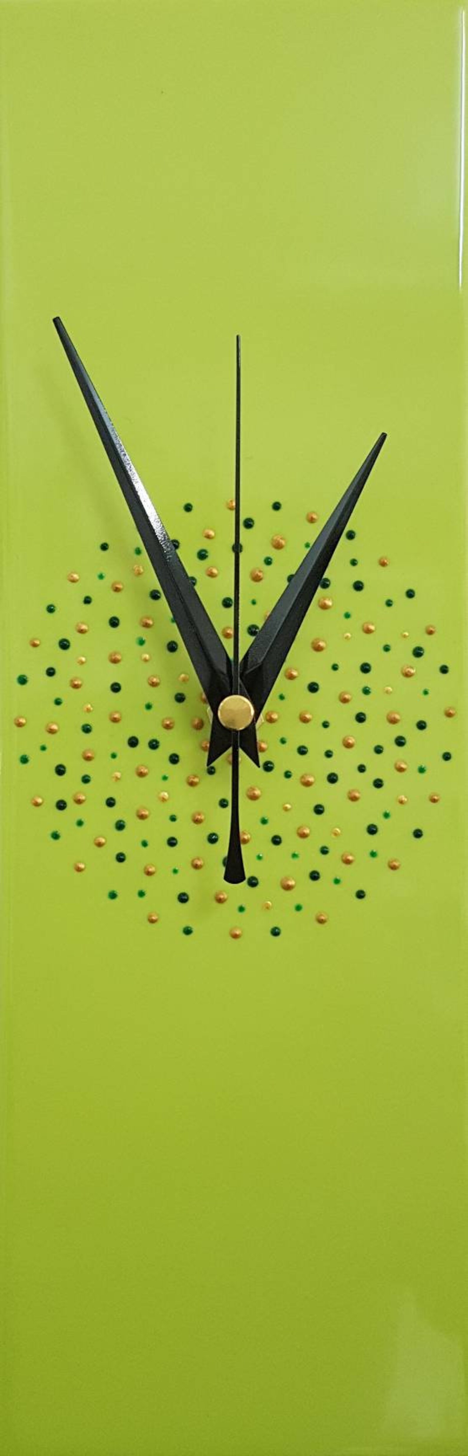 Unique Wall Clock Hand Painted Green Clock 30cm - Etsy UK