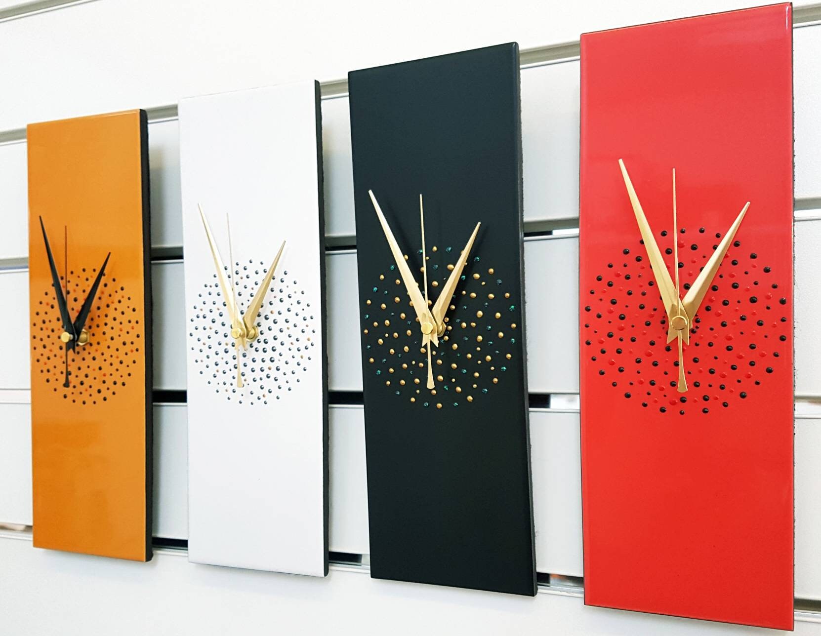 Hand Painted Unique Wall Clock, Rectangle Black Clock 30cm - Etsy UK