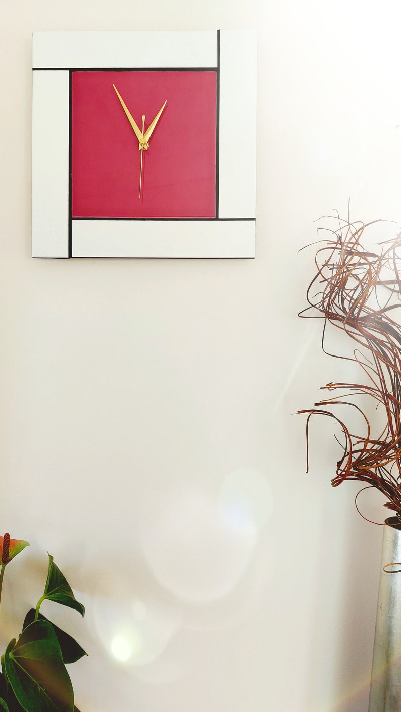 Handmade Modern Square Wall Clock Unique Clock in White & - Etsy UK