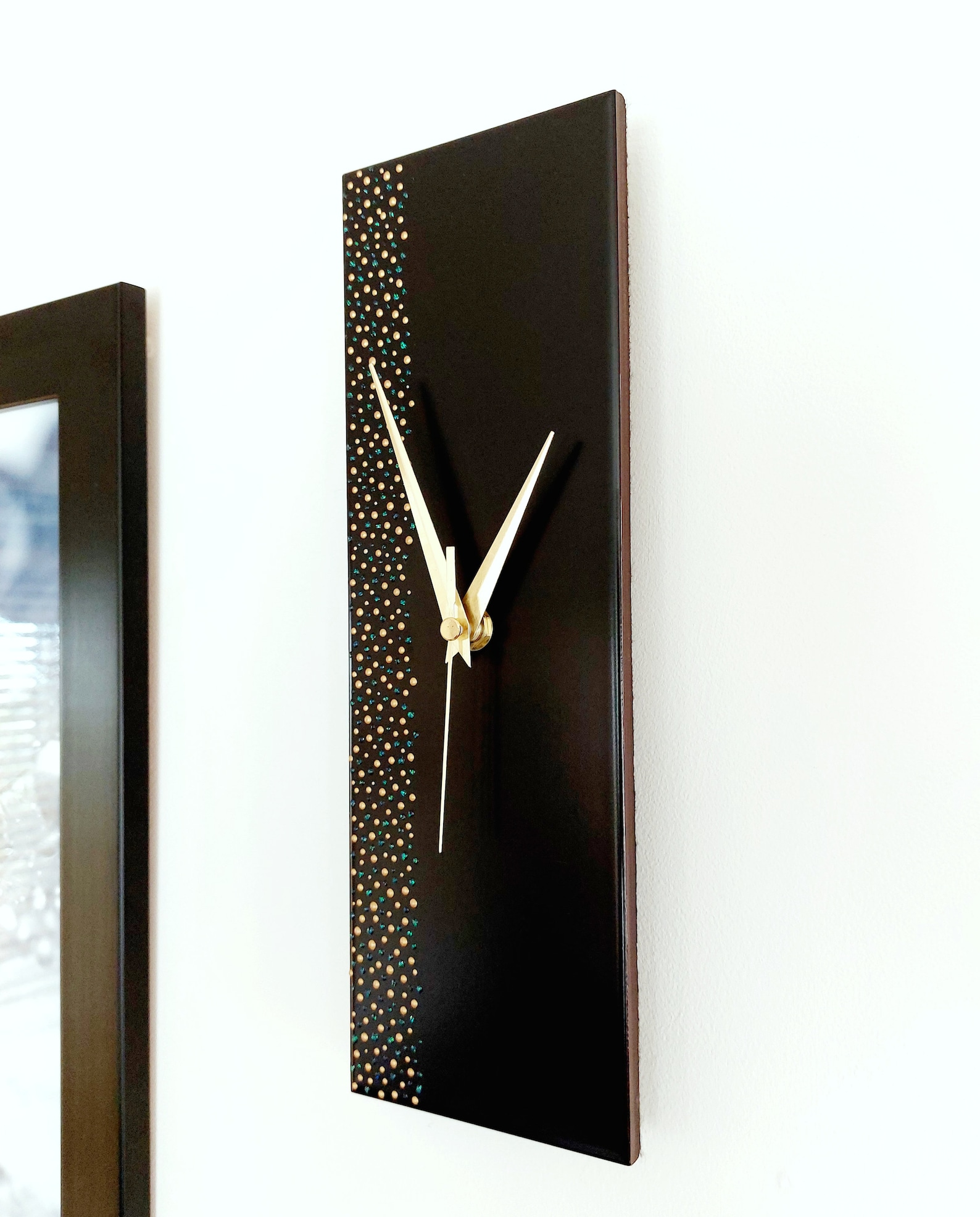 Hand Painted Unique Wall Clock Rectangle Black Clock 30cm - Etsy UK