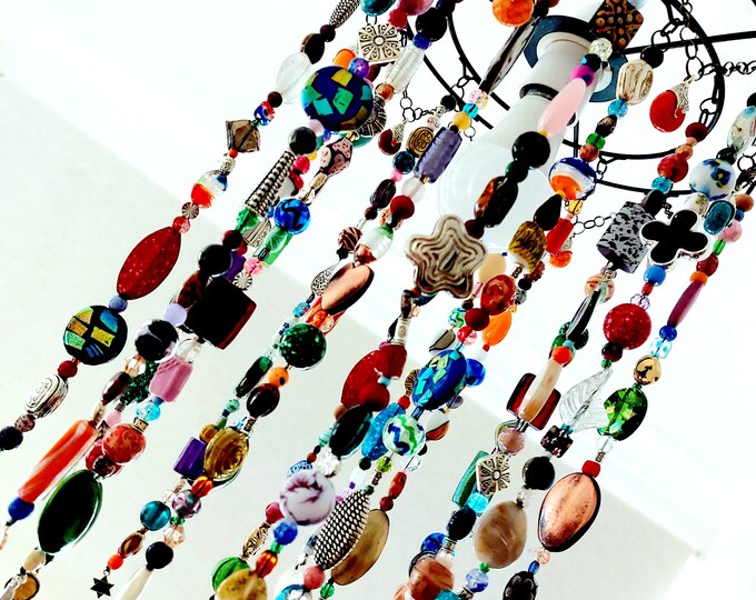 Bohemian Beaded Ceiling Lampshade, Multicoloured Bead Pendant Light ...