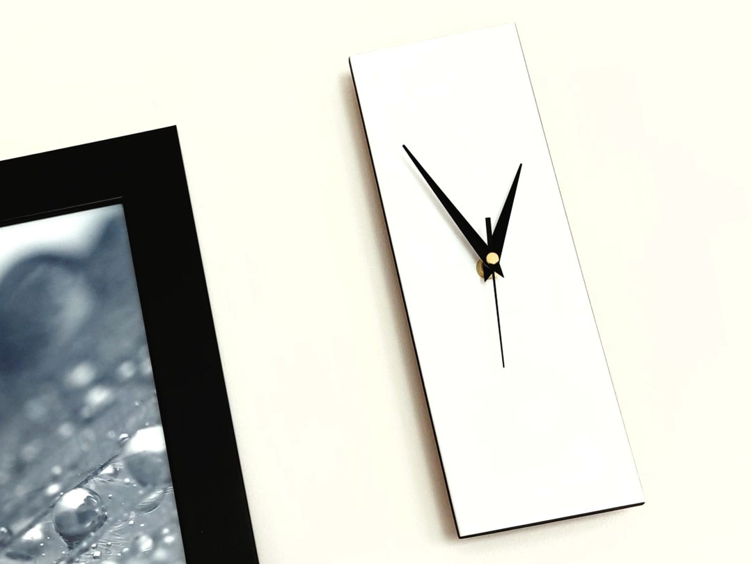Minimalist Modern White Rectangle Wall Clock 30cm, Home Decor, Silent ...